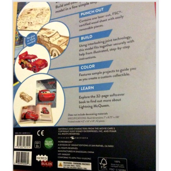 Incredibuilds | Toys | Disney Pixar Cars 3d Wood Model Kit 4 In And ...